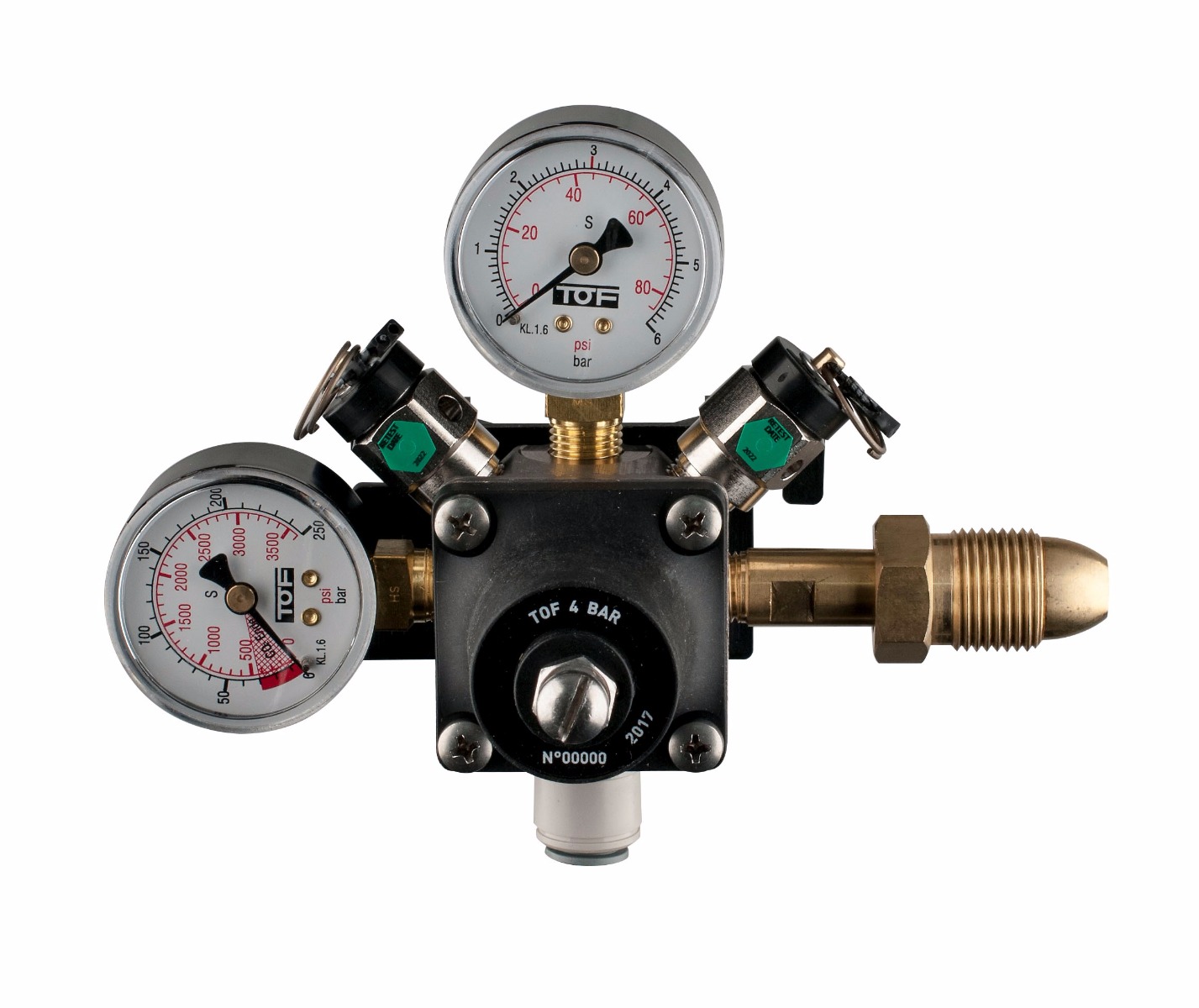 Primary Mixed Gas Regulator (Bottle Mounted) 3/8" 55PSI C/W Twin Gauge ...